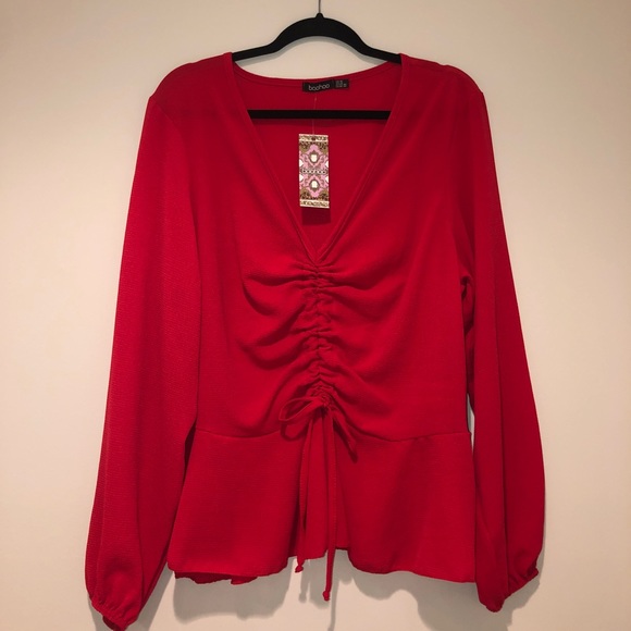 Boohoo Plus | Tops | Boohoo Ruched Long Sleeve Blouse | Poshmark